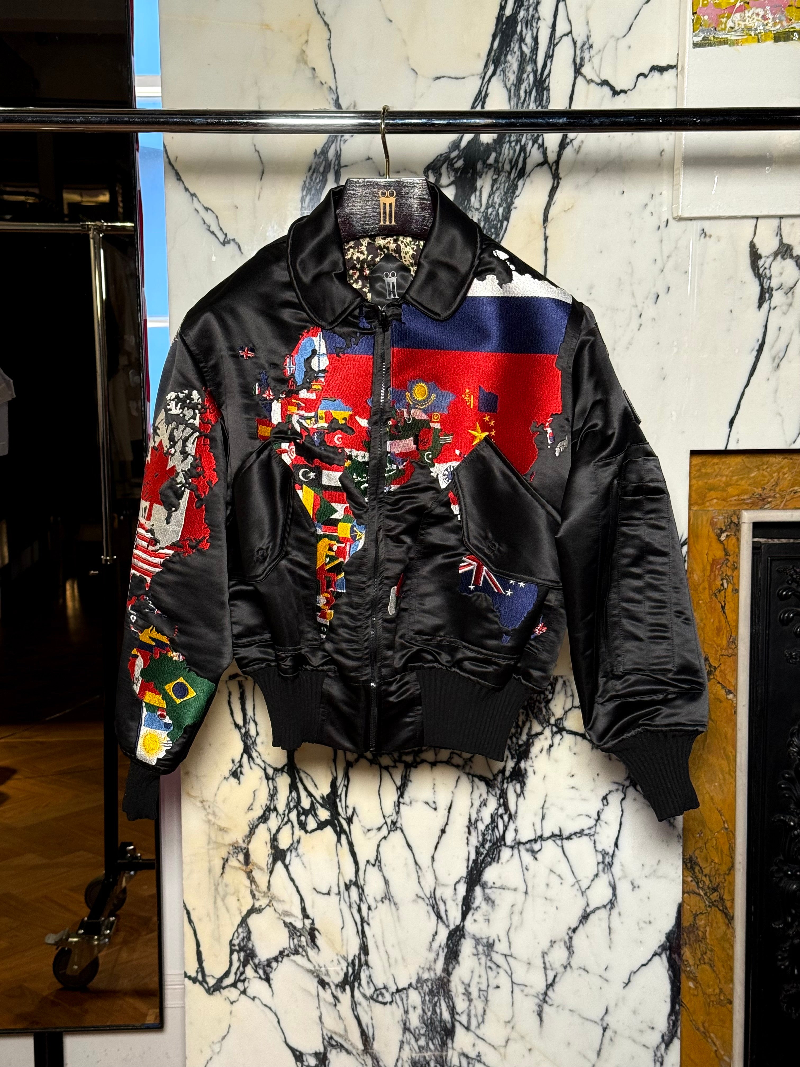 Hero World Map Bomber Jacket Multi Men Black – POAN - Peoples Of All ...